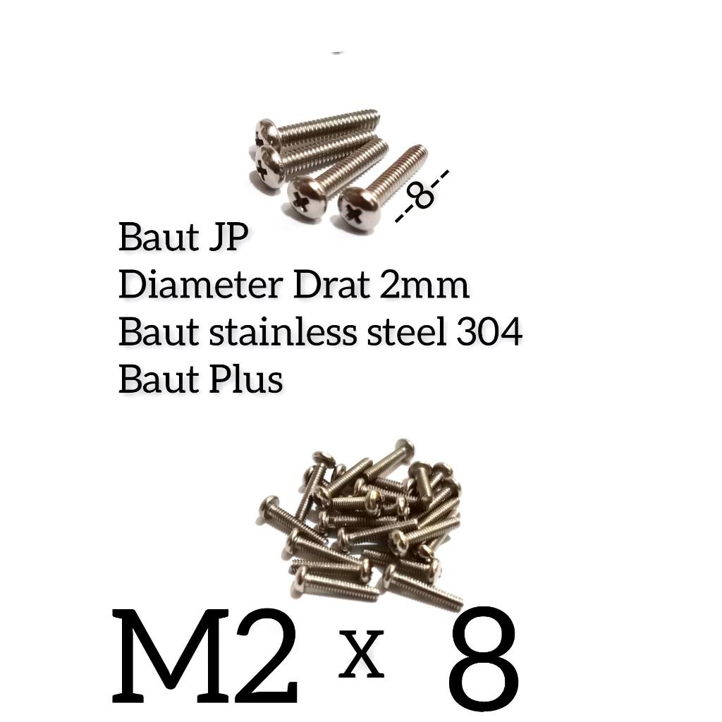 Jual (10pcs) Baut JP M2 x 8 / Baut Pan Philips M2 x 8 / Baut Plus 2mm x ...