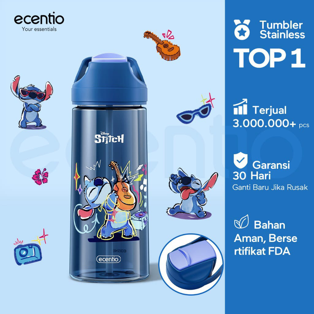 Jual ECENTIO SIPPY CUP STITCH 500ml | Shopee Indonesia