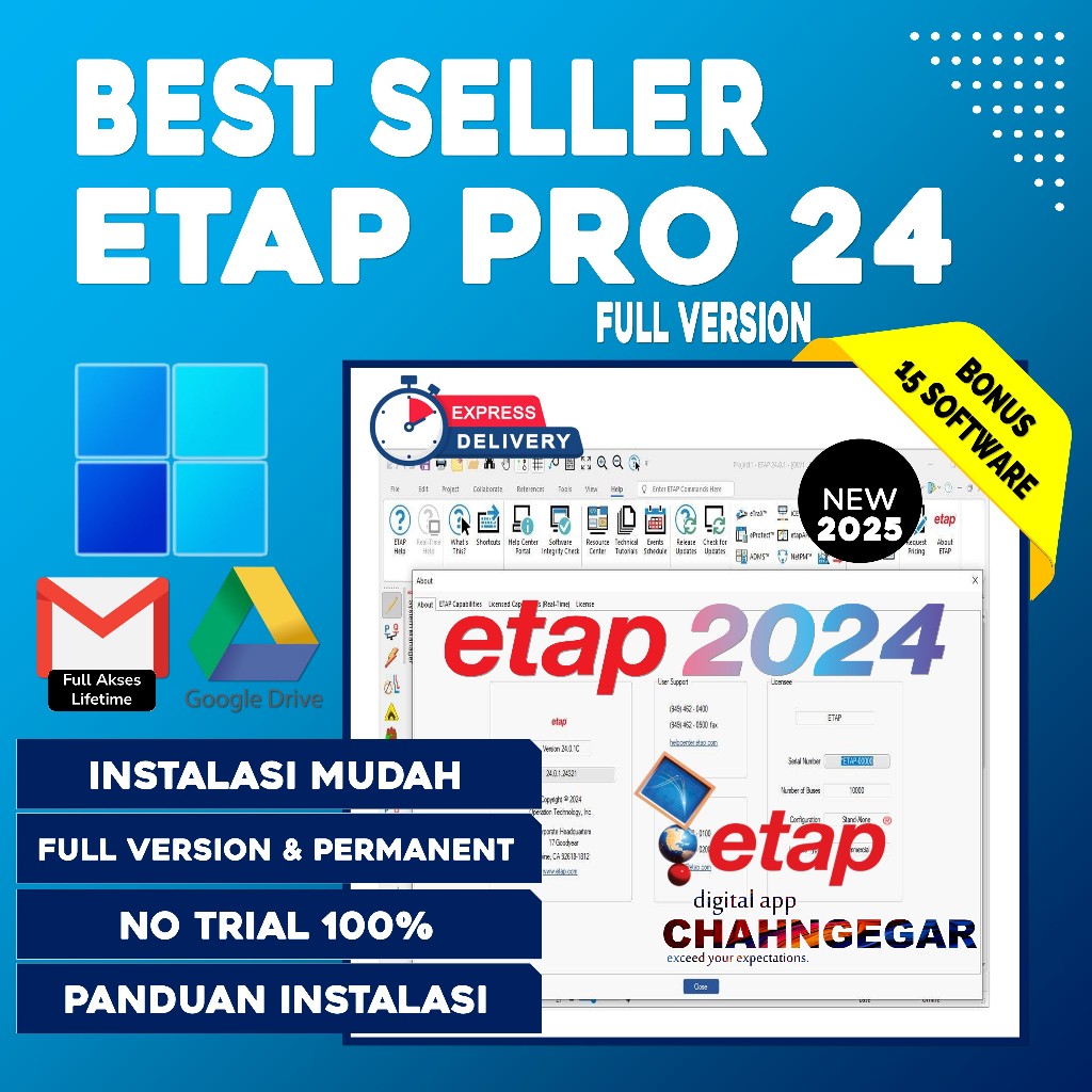 Jual ETAP Pro 24 / 22 .5 Full Lifetime Version Software ETAP Full ...