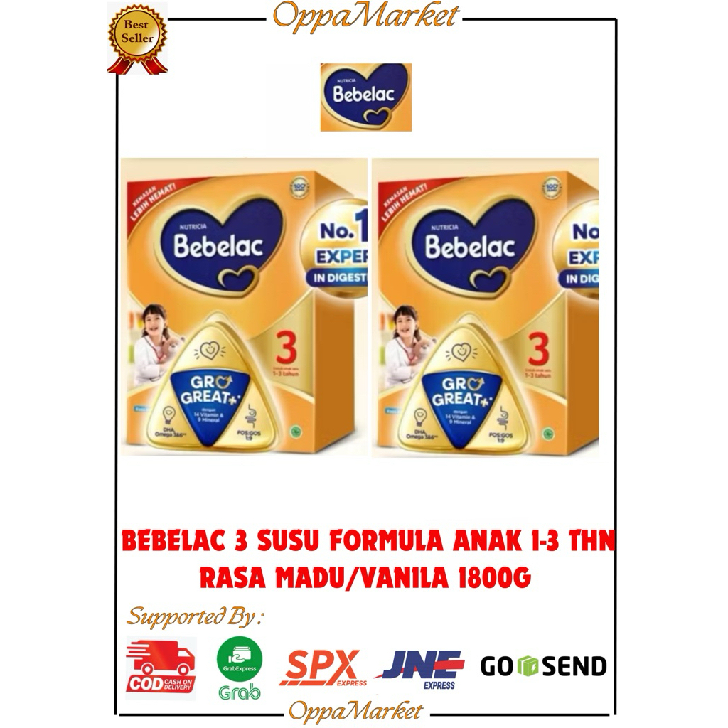 Jual BEBELAC 3 Susu Formula Anak 1-3 Tahun Rasa Madu / Vanila 1800G ...