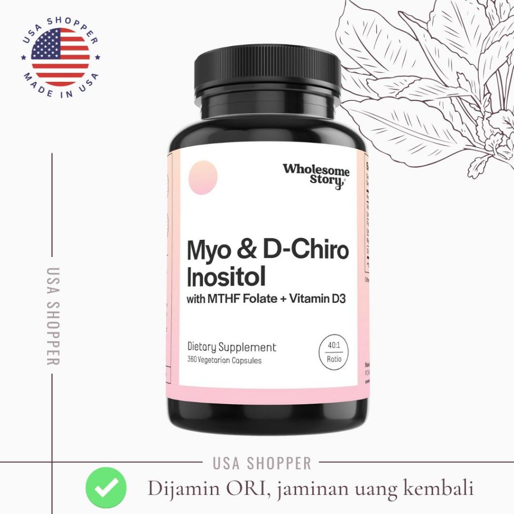 Jual [ORI USA] Wholesome Story Myo & D Chiro Inositol MTHF Folate Vitamin D3 PCOS 120 360 ...