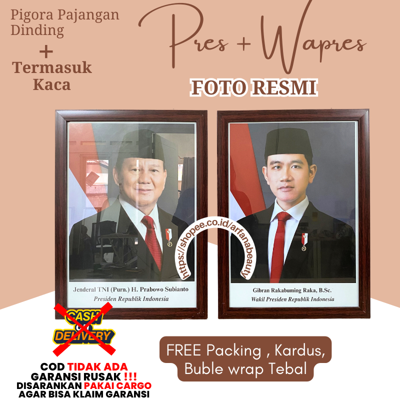 Jual Pigura Cetak Foto Gambar Presiden Dan Wakil Pak Prabowo Subianto ...