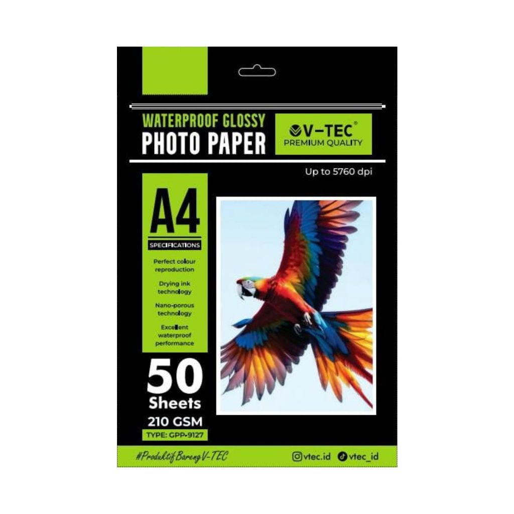Jual Kertas Foto V-TEC A4 210g 50's GPP-9127 ( Glossy Photo Paper 210 ...