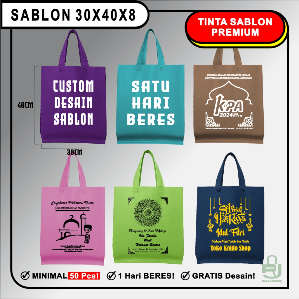 Jual TAS SPUNBOND SABLON LIPAT SAMPING 30X40x8 SABLON COSTOM UNTUK TAS ...