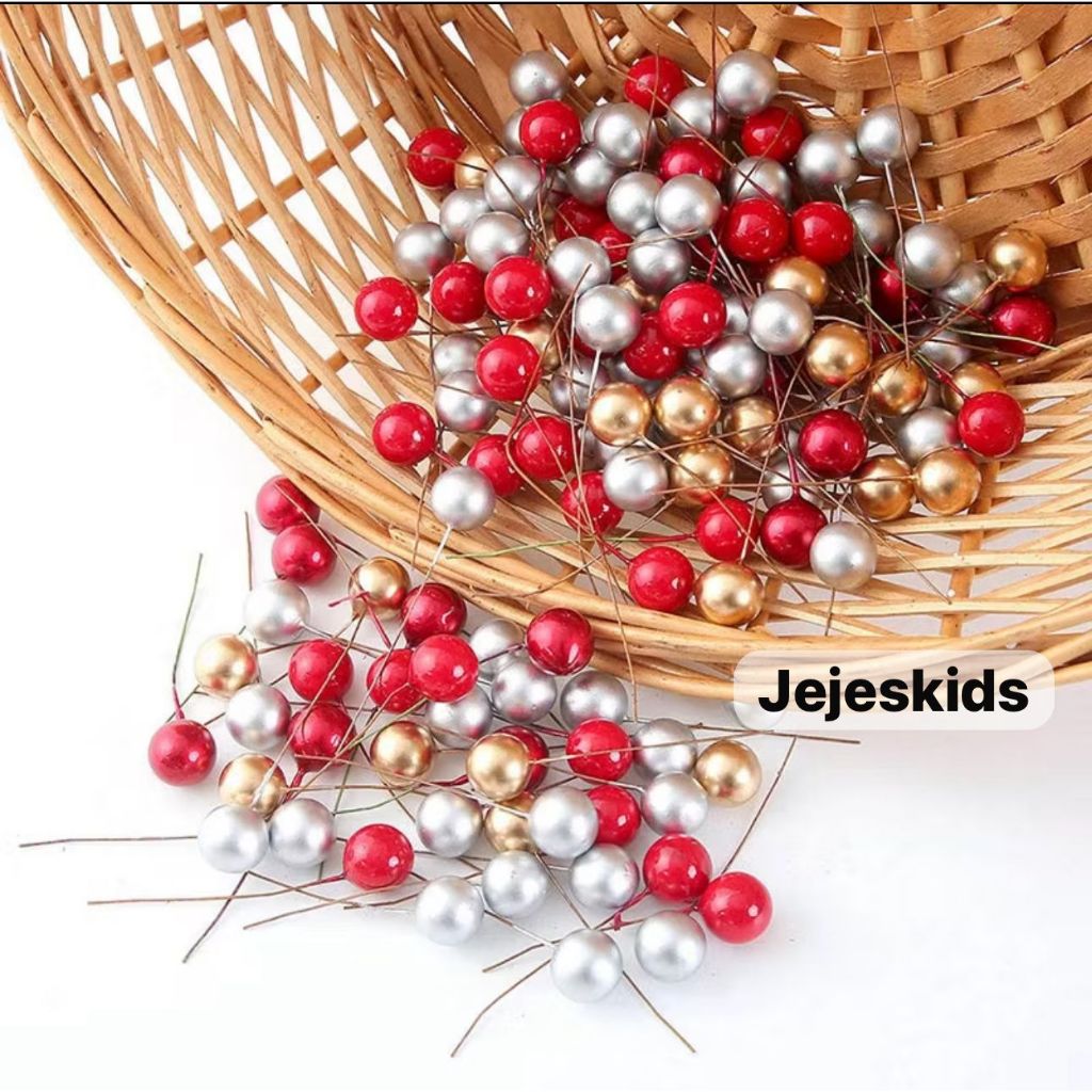 Jual 100 PCS CHERRY NATAL CHRISTMAS BIJI CERI BERRIES HIASAN POHON CAKE ...