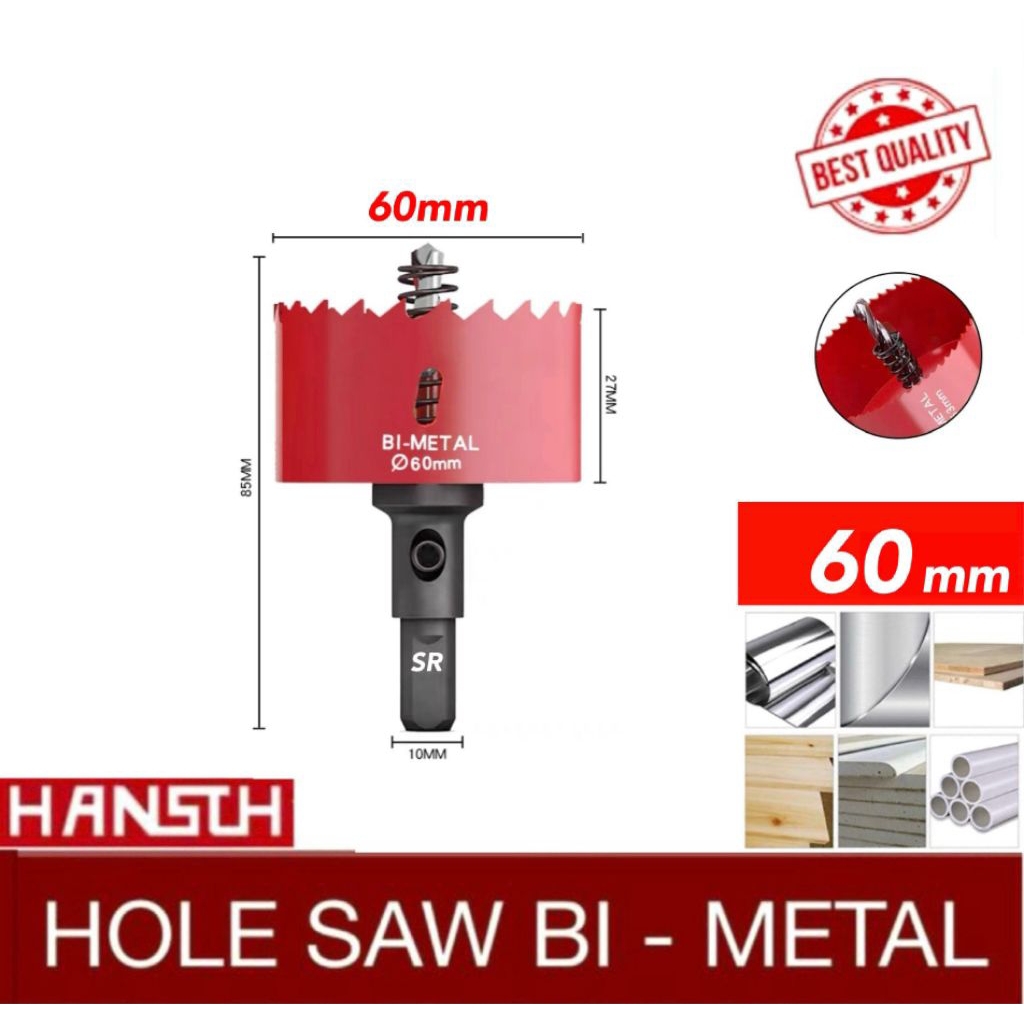 Jual Hole Saw 60 mm/ Mata Bor Pembolong Kayu/ Triplek/ Plastik PVC ...