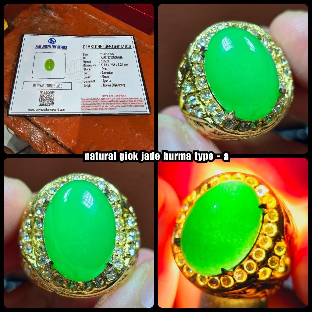 Jual natural giok ijo burma myanmar + sertifikat lab ( type - a ...