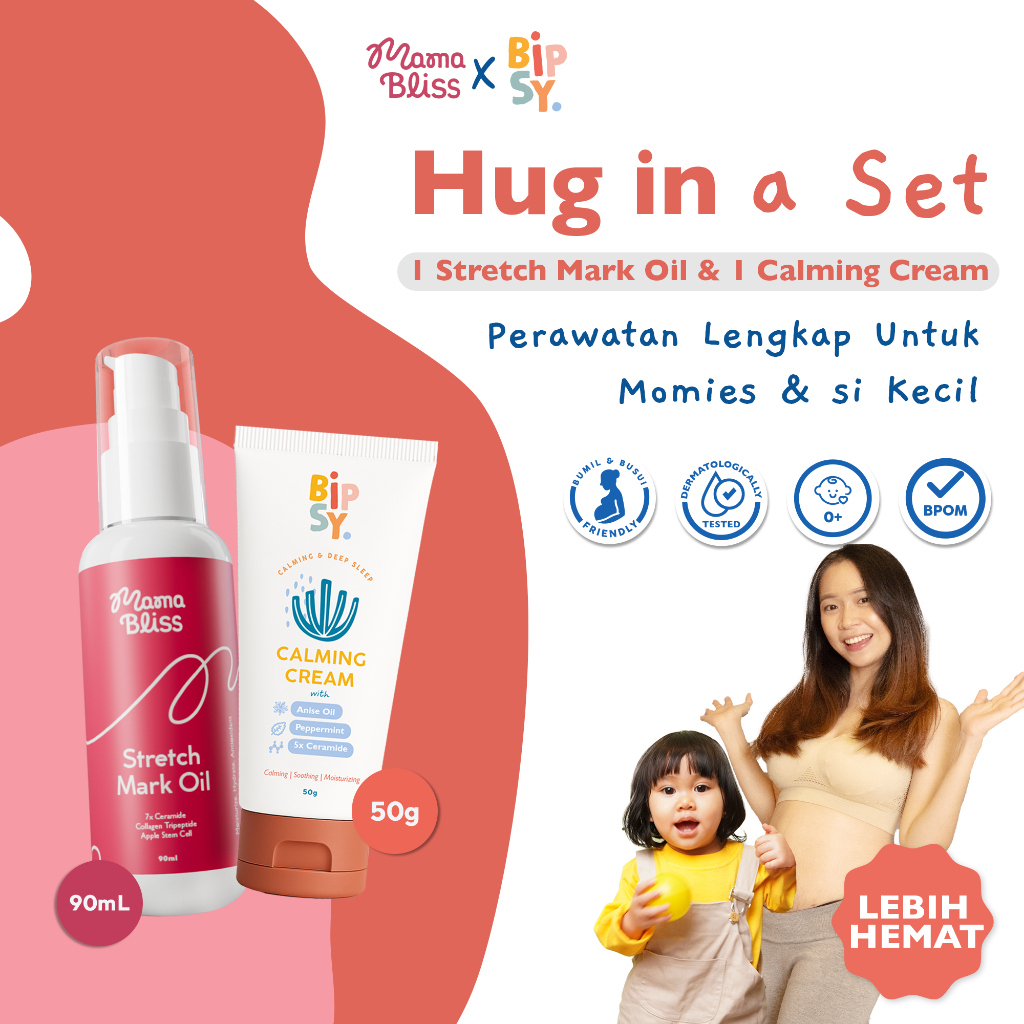 Jual BUNDLING Calming Cream 50gr 1 pcs + MamaBliss Stretch Mark Oil 90 ...