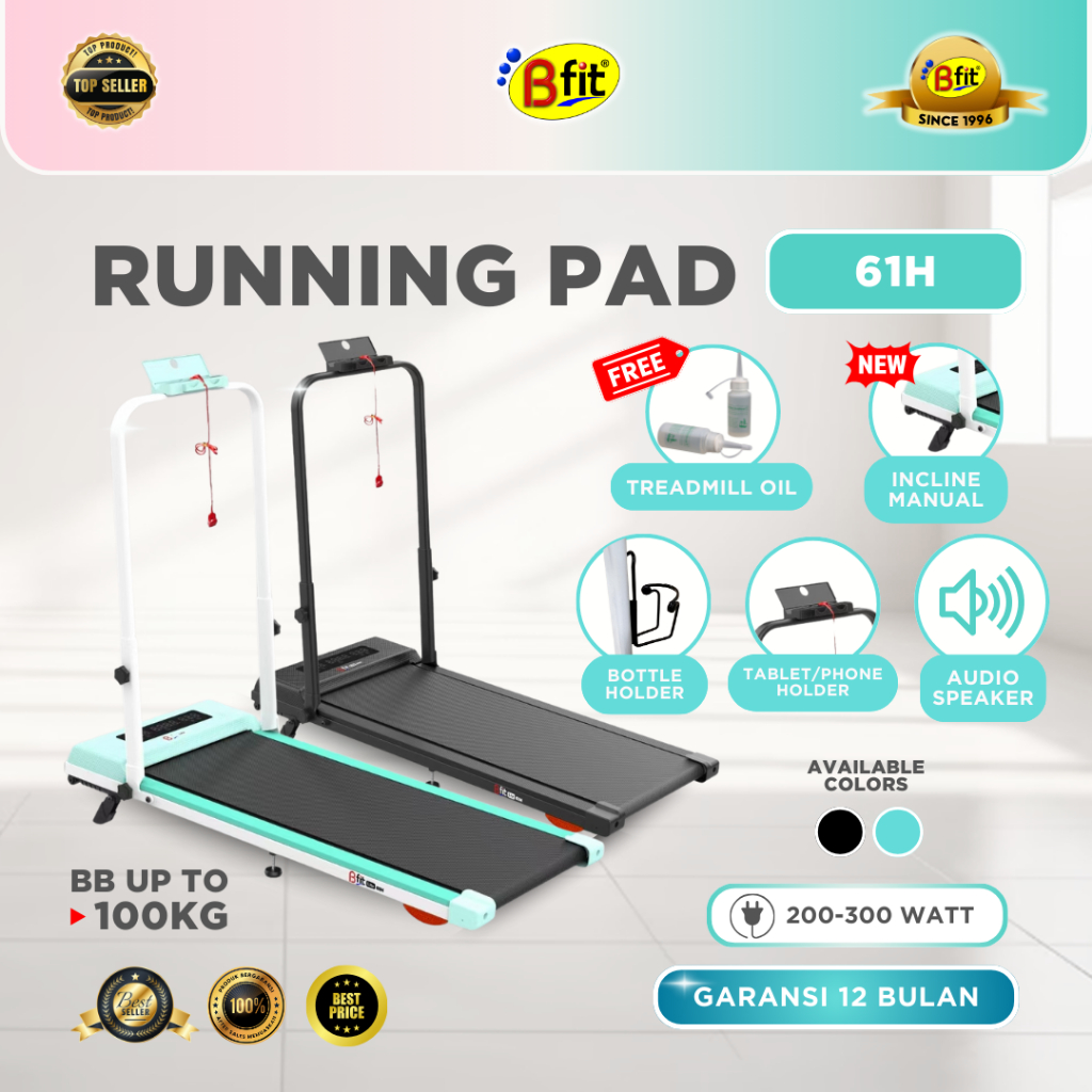 Jual (MAKASSAR) Running Pad BFIT Lite 61H Incline Treadmill Elektrik ...