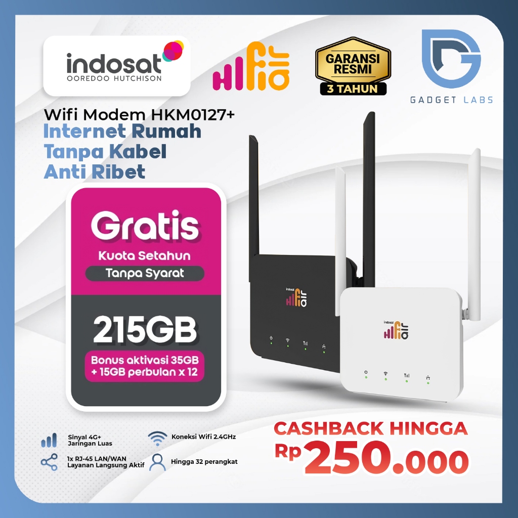 Jual Indosat HiFi Air HKM0127+ Wifi Modem 4G LTE 215gb - UNLOCK ...