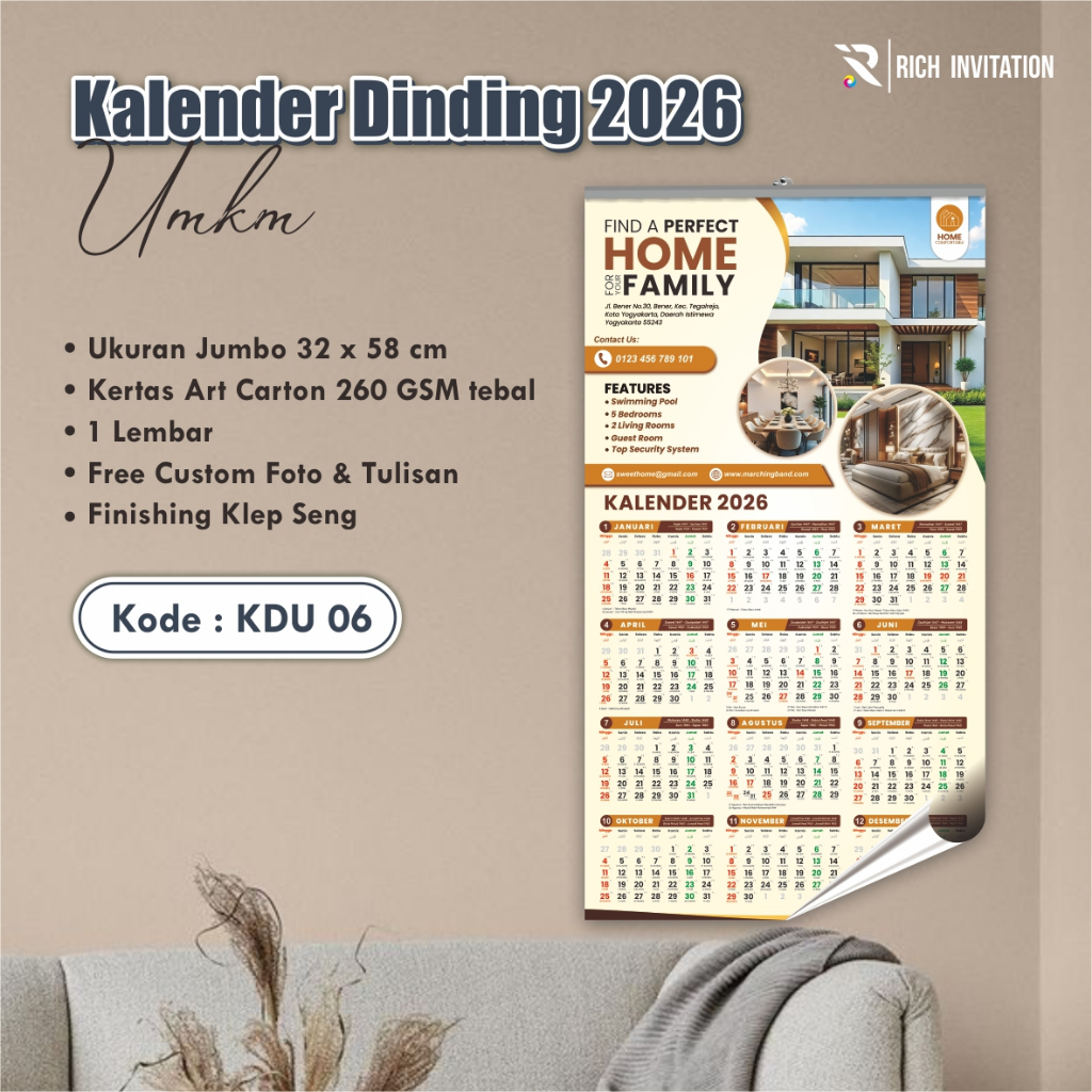 Jual CETAK KALENDER DINDING CUSTOM 2026 - KALENDER DINDING GANTUNG ...