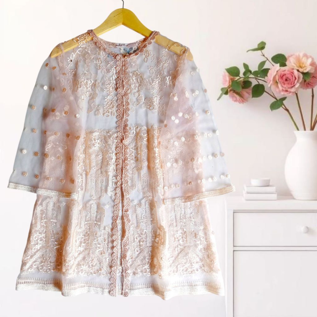 Jual Long Outer Tille Ethnic Modern Renda Cream | Outer Wanita Tille ...