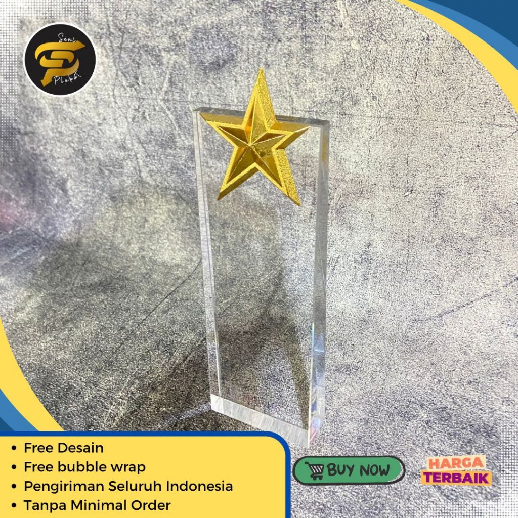 Jual Plakat Kristal Bintang Elegan | Crystal Trophy Custom Wisuda ...