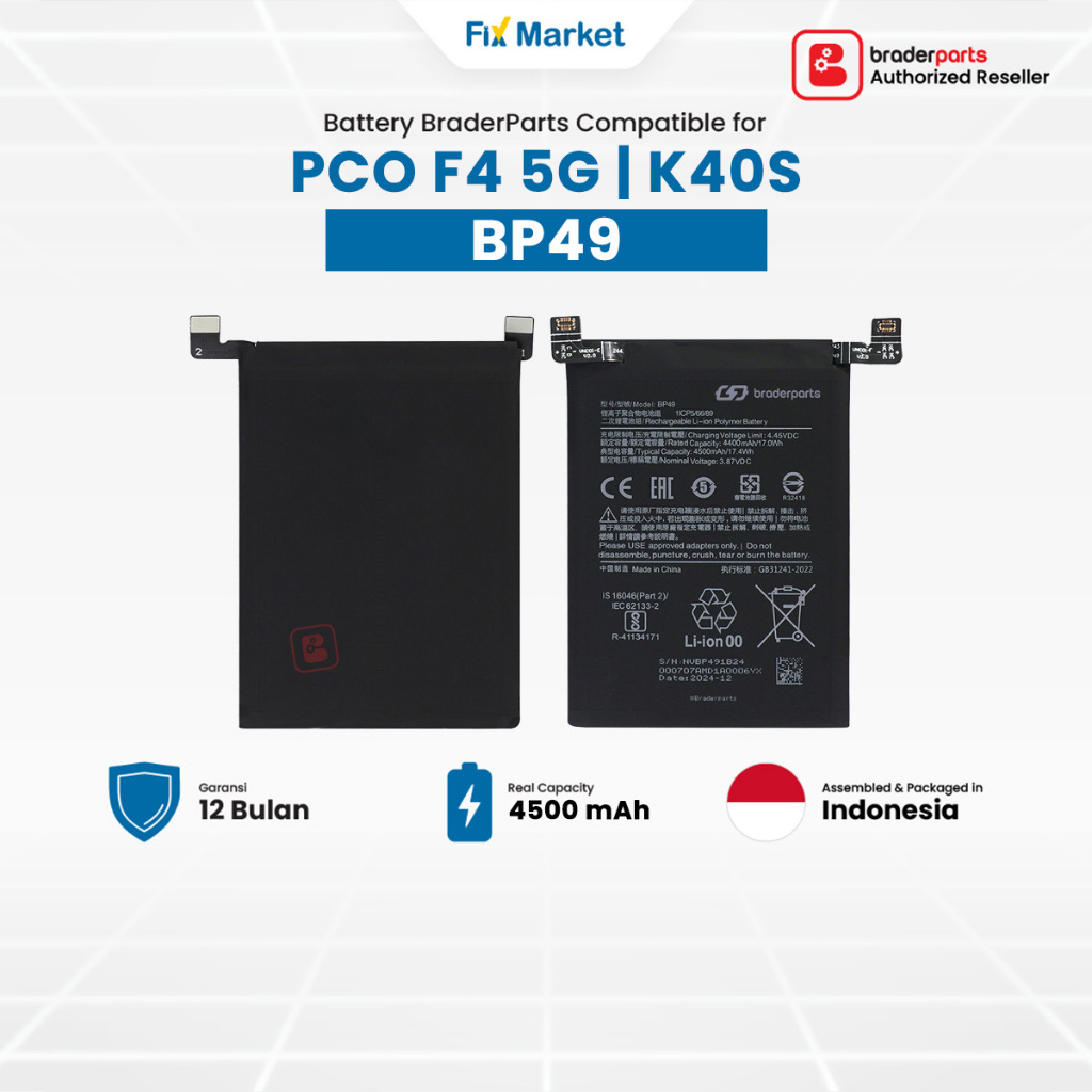 Jual BraderParts Baterai Battery Batre BP49 X-Mi Pco F4 5G | K40S BPBT ...