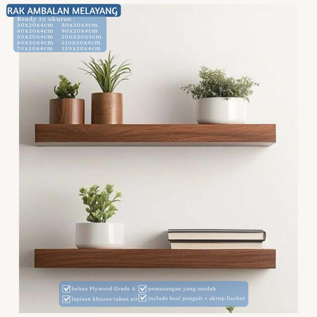 Jual RAK AMBALAN DINDING KETEBALAN 4CM LEBAR 20CM PANJANG 120CM, 110CM ...