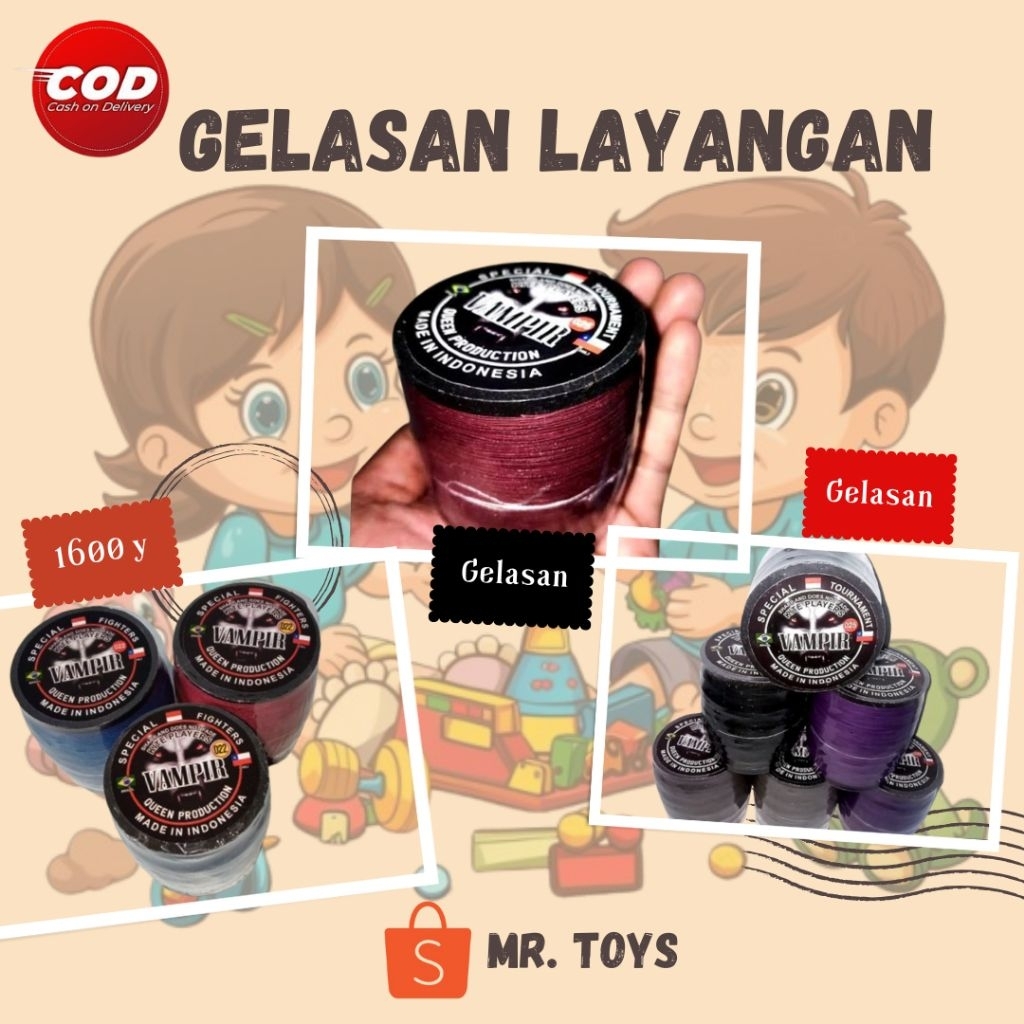 Jual Gelasan benang layangan cap warok/wibu/vampir/tengkorak/gelasan ...