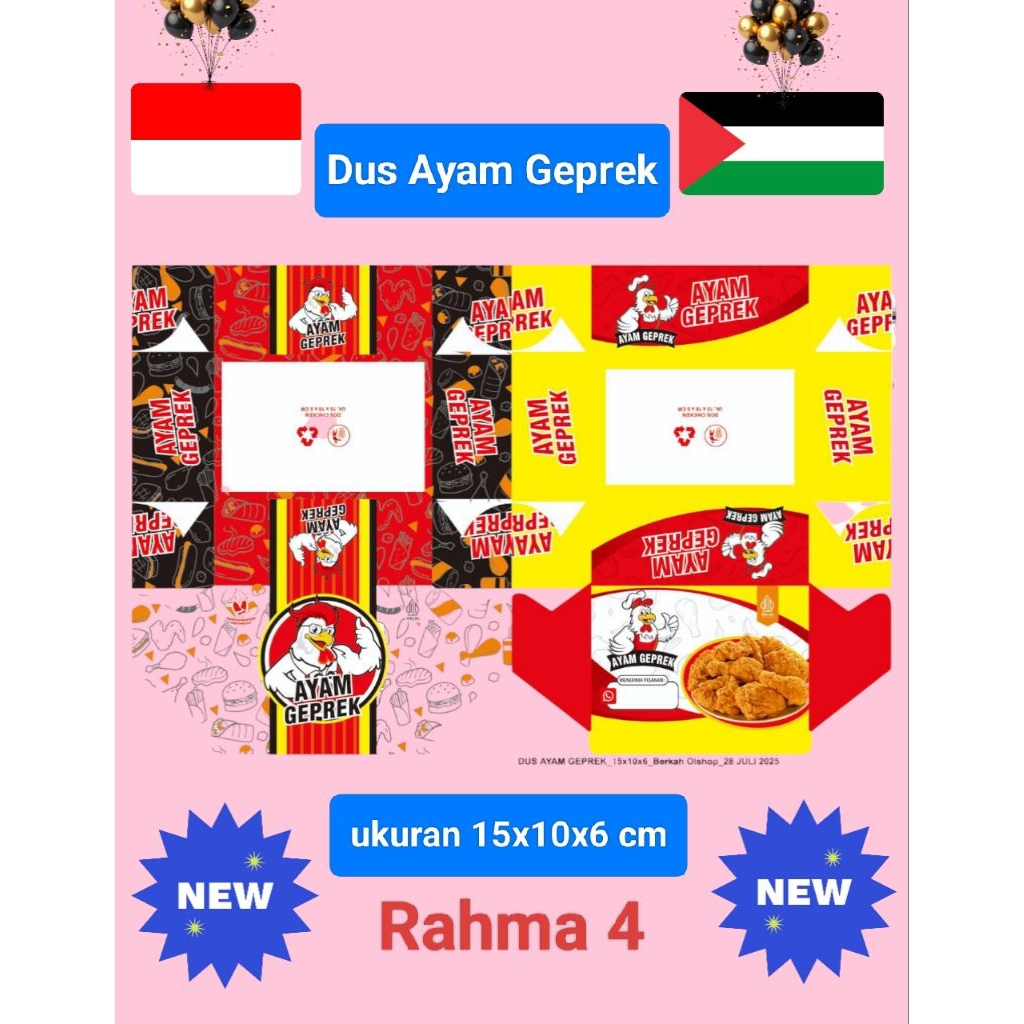 Jual Dus Ayam geprek murah/kemasan ayam geprek isi 100 pcs,ukuran ...