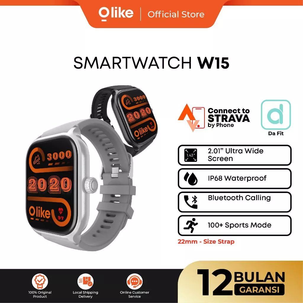 Jual OLIKE Zenith Smartwatch W15 2.01 Inch HD Screen Custom Face Water ...
