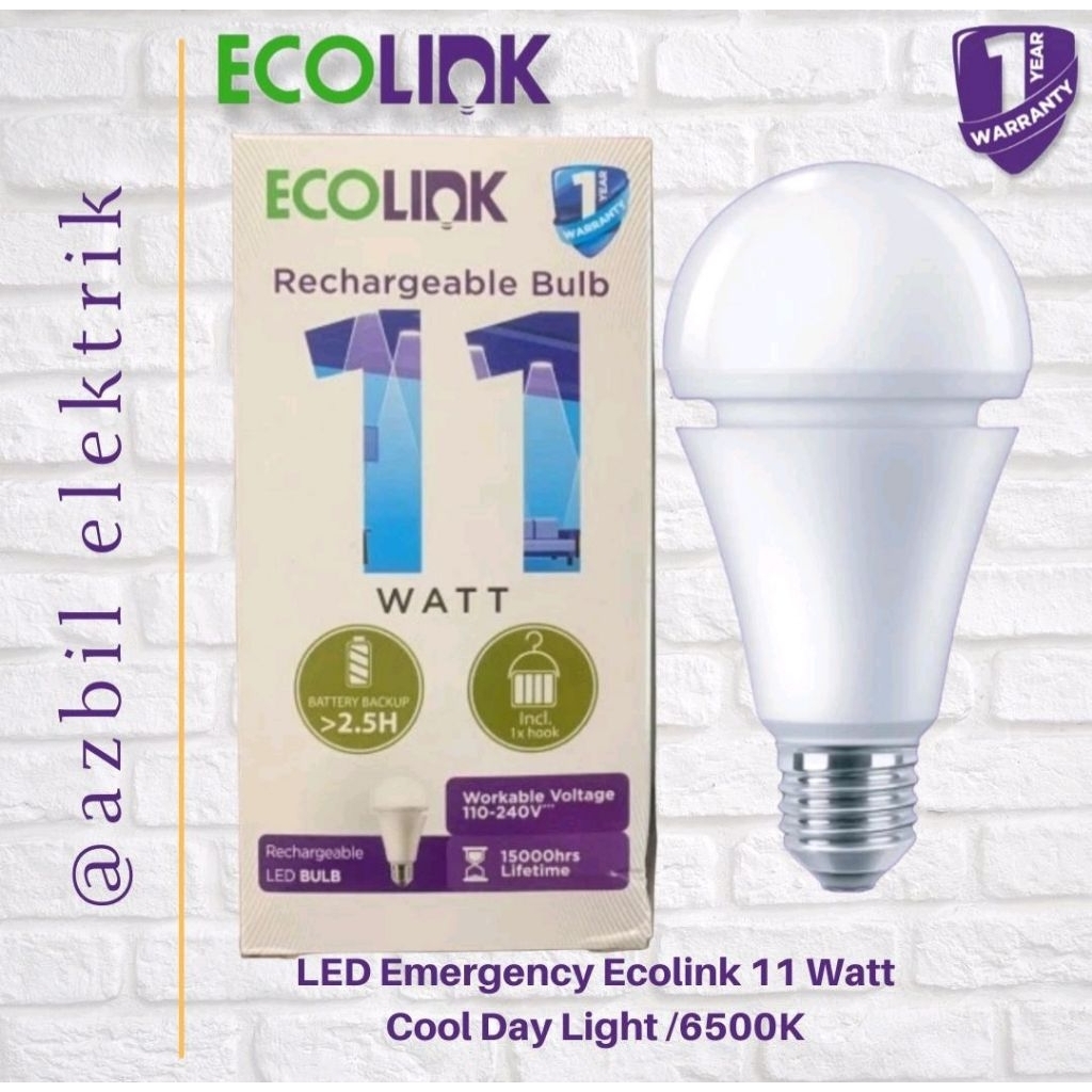 Jual Lampu Bohlam Emergency LED 11 Watt Ecolink 6500K - Putih | Shopee ...