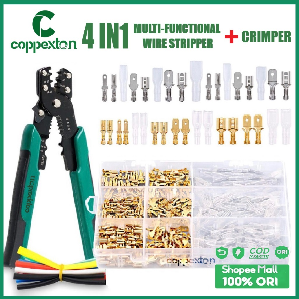 Jual Coppexton Set Terminal + Tang Kupas kabel skun Crimp Connector Kit ...