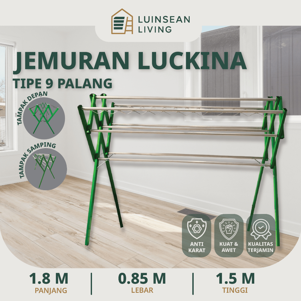 Jual Jemuran Aluminium Lipat LUCKINA 9/12 Palang – Tahan Karat, Kuat ...