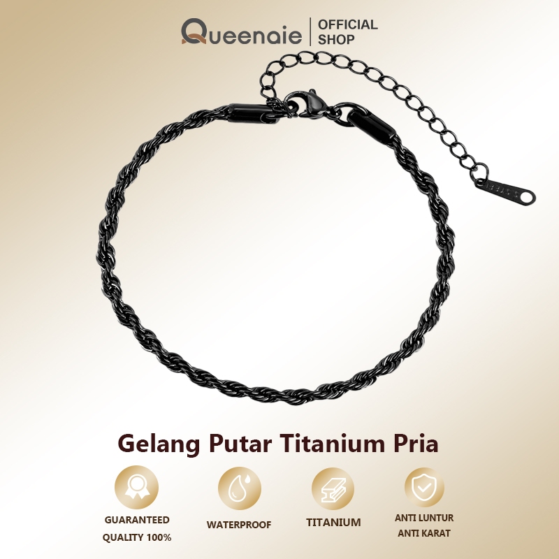 Jual Queenaie Gelang Titanium Anti Karat Tangan Rantai Model Tambang ...