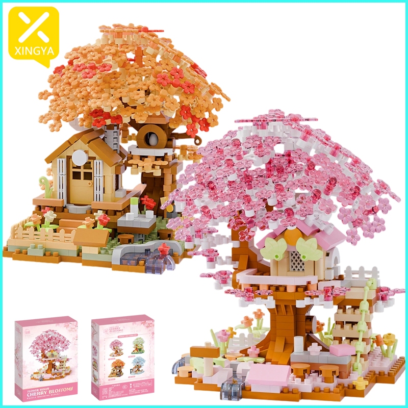Jual (Lampu+Box) XINGYA 690PCS Bricks Sakura Rumah Pohon Bricks Flower ...