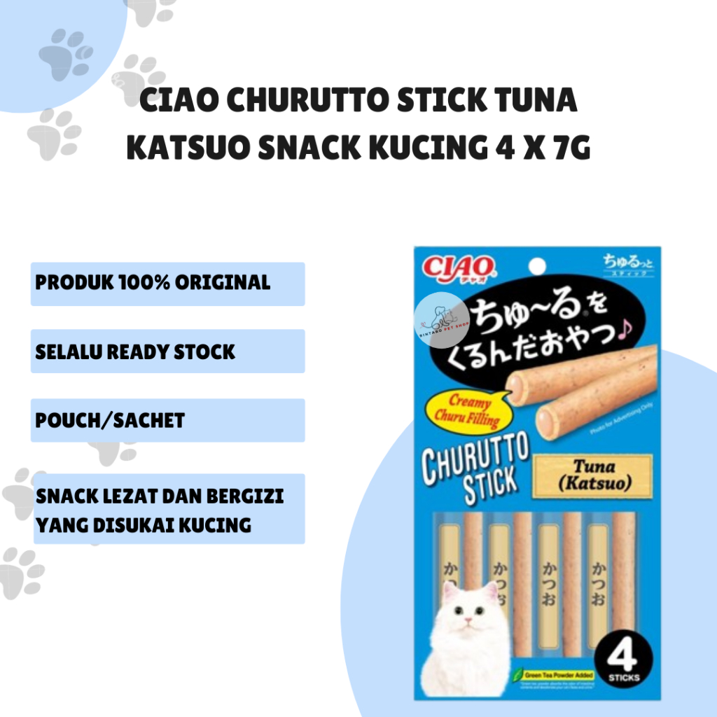 Jual CIAO CHURUTTO STICK TUNA KATSUO SNACK KUCING 4 x 7G - Snack Kucing Pasta | Shopee Indonesia