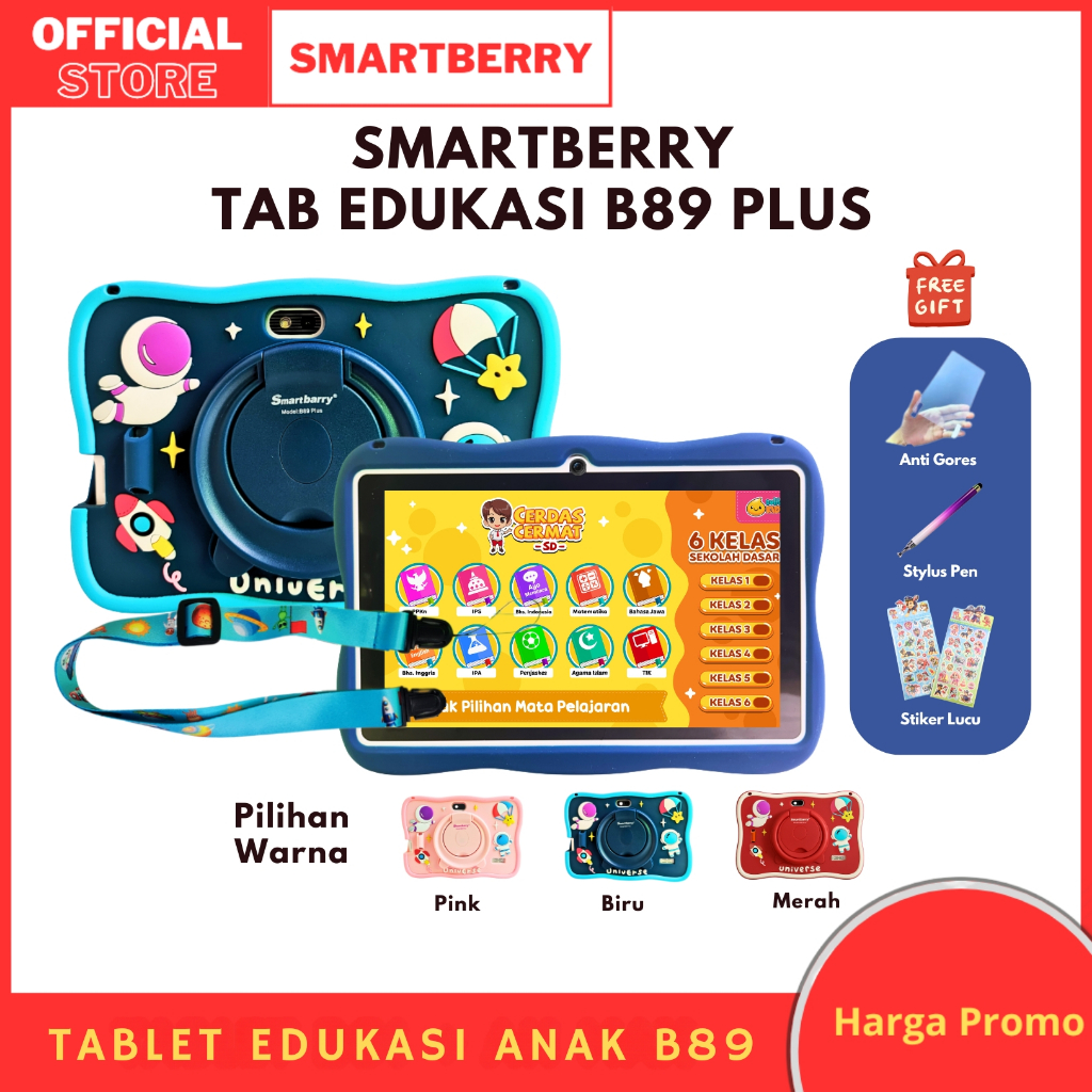 Jual SMARTBERRY STUDY TAB 4/128GB B89 Plus / B85PRO / B91 / B93 / Tablet / Hadiah Anak / 7 Inch ...