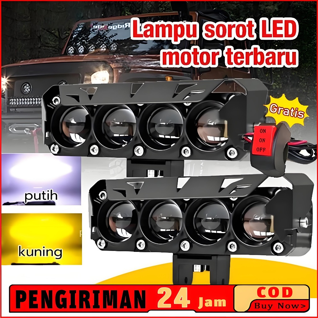Jual [COD]Lampu Tembak LED Laser/Lampu Sorot Laser Q9 4 Mata 2 Warna/HI ...