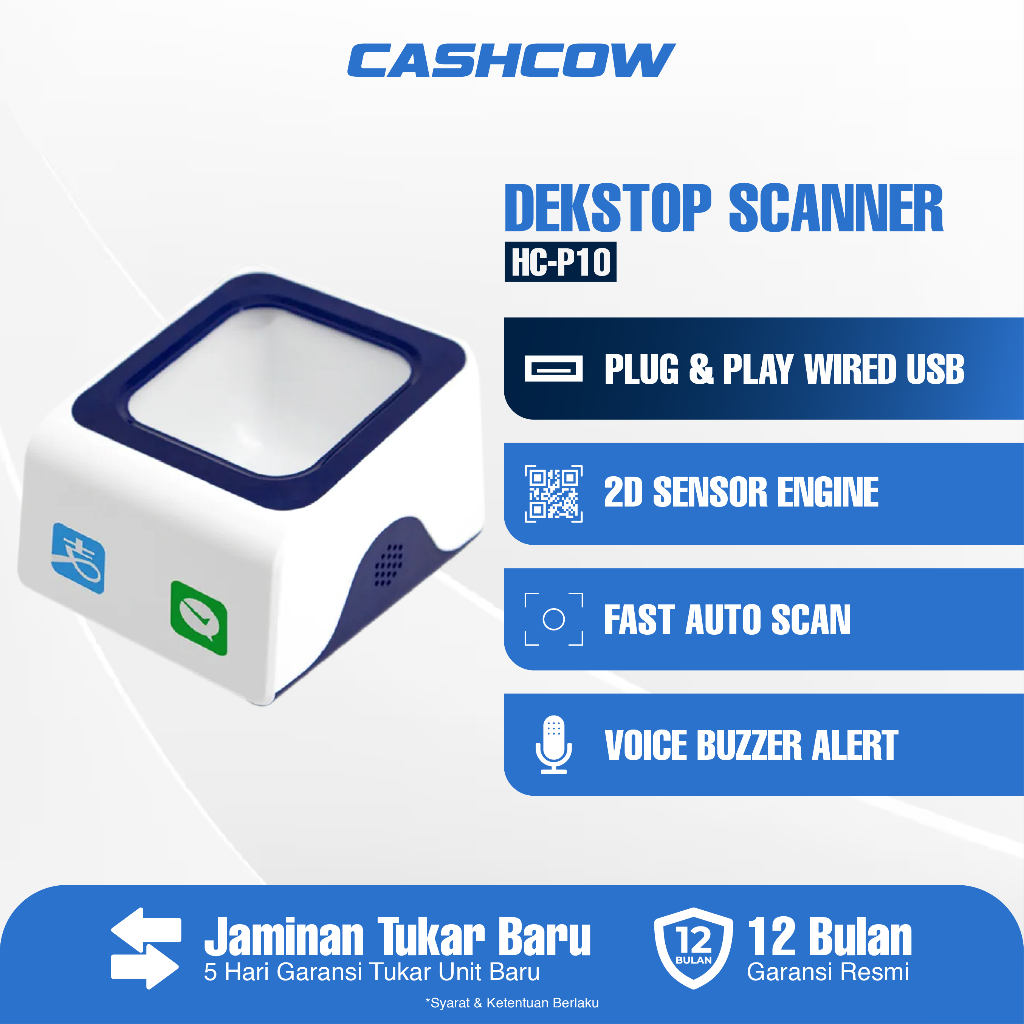 Jual CASHCOW HC-P10 – Scanner Payment Box 2D/1D Desktop, Auto-Sensing ...