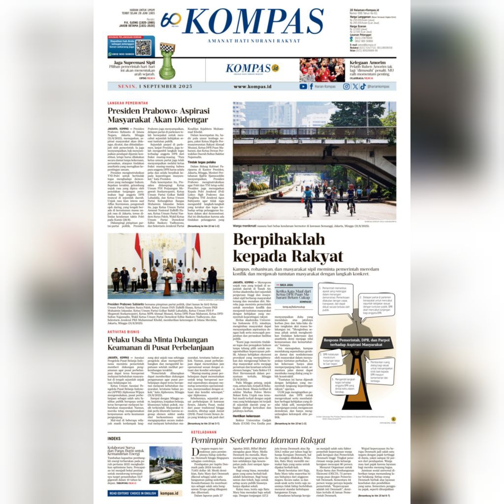 Jual KORAN KOMPAS EDISI SEPTEMBER 2025 ( DIJUAL SATUAN ) | Shopee Indonesia