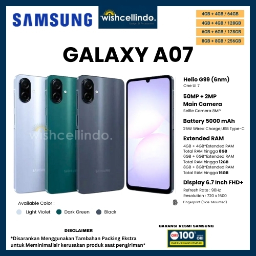 Jual Samsung Galaxy A07 8/256GB,A07 6/128GB,A07 4/128GB,A07 4/64GB,A06 5G 6/128GB (GARANSI RESMI ...