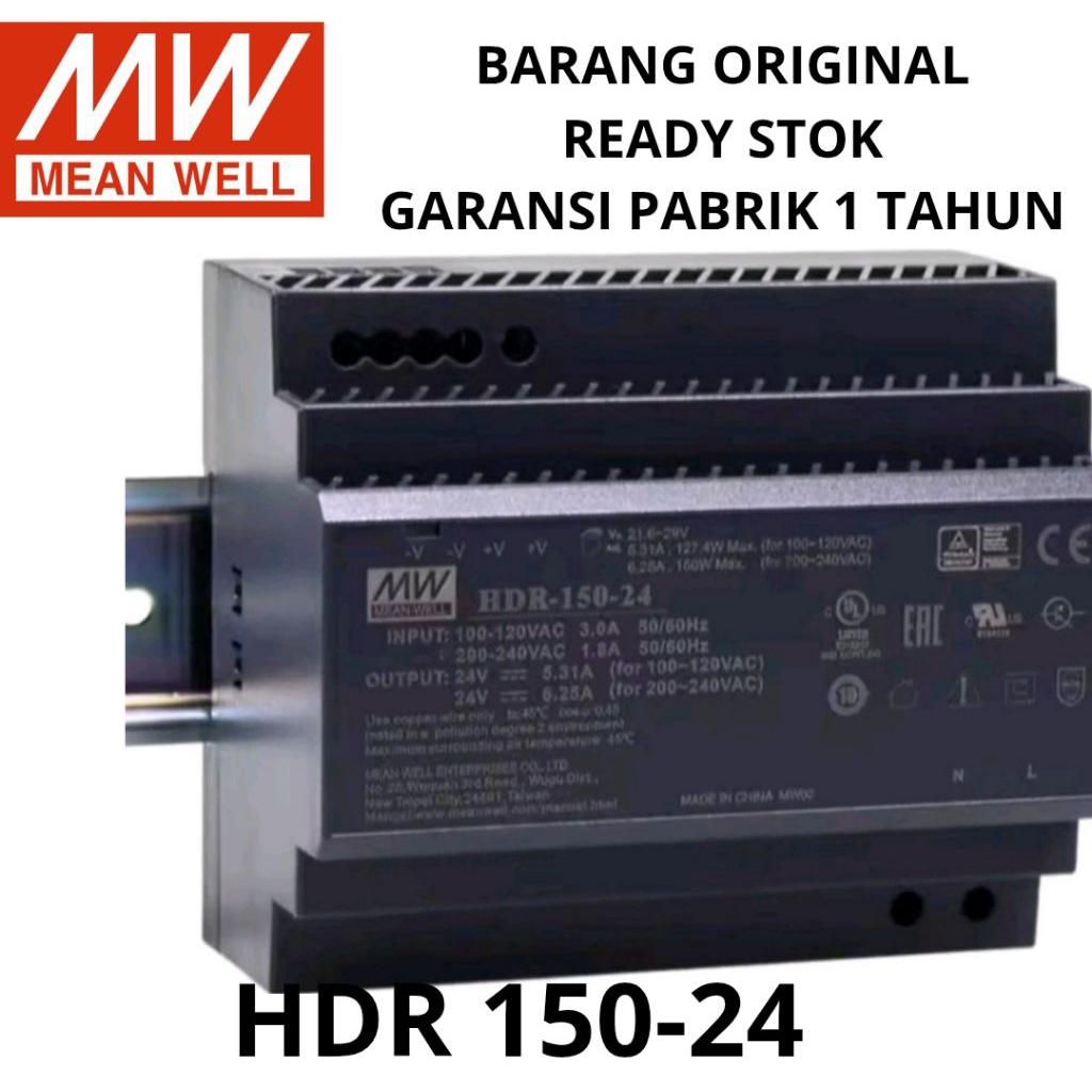 Jual MEAN WELL MEANWELL HDR 150-24 PSU SWITCHING POWER SUPPLY. | Shopee ...
