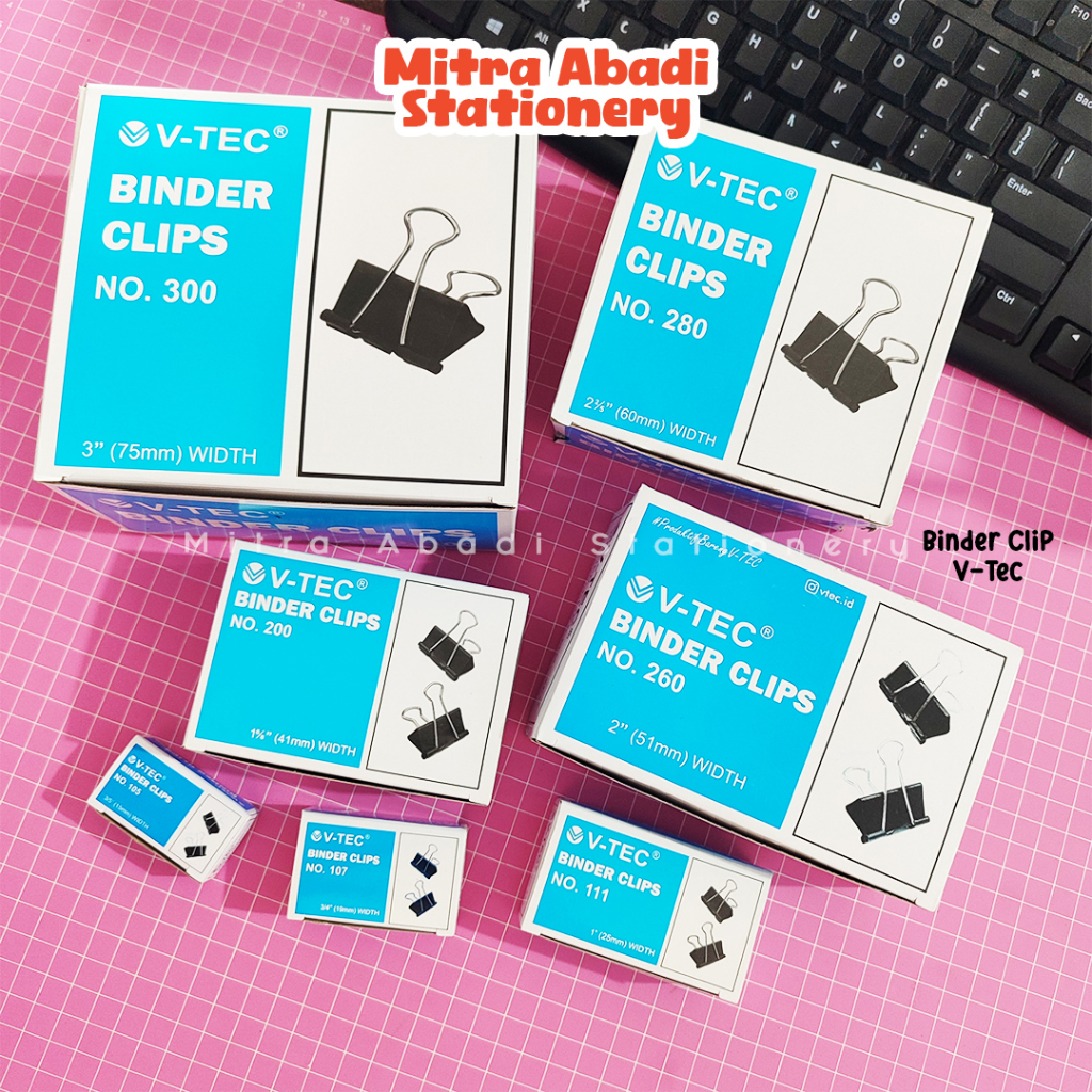 Jual (1 PACK) BINDER CLIP VTEC / 280 300 310 PENJEPIT KERTAS PAPER KLIP ...