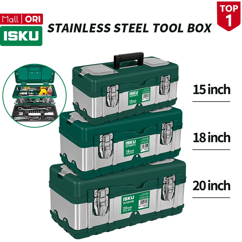 Jual ISKU Tool Box Stainless Steel 20 Inch 45cm Kotak Perkakas Alat ...
