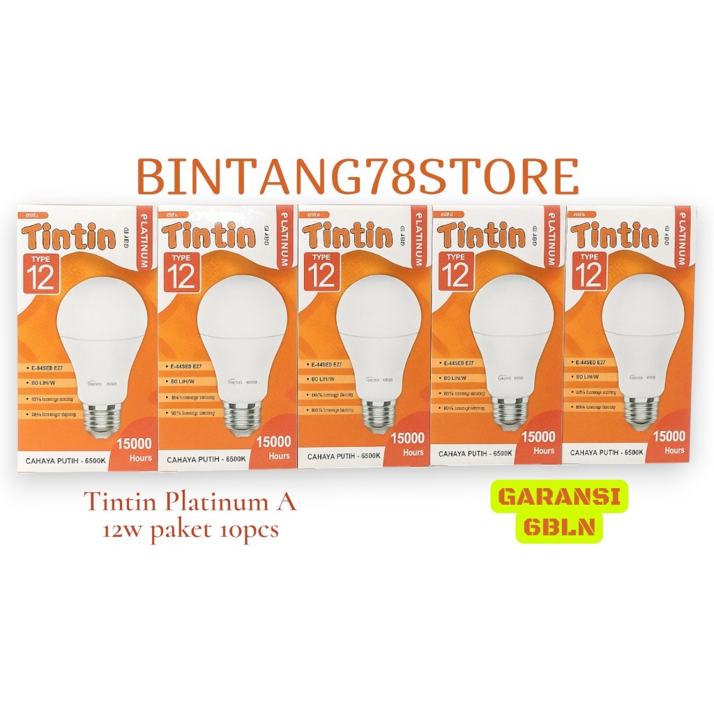 Jual LAMPU LED TINTIN PLATINUM A 12W PAKET 10PCS PUTIH LEBIH HEMAT ...