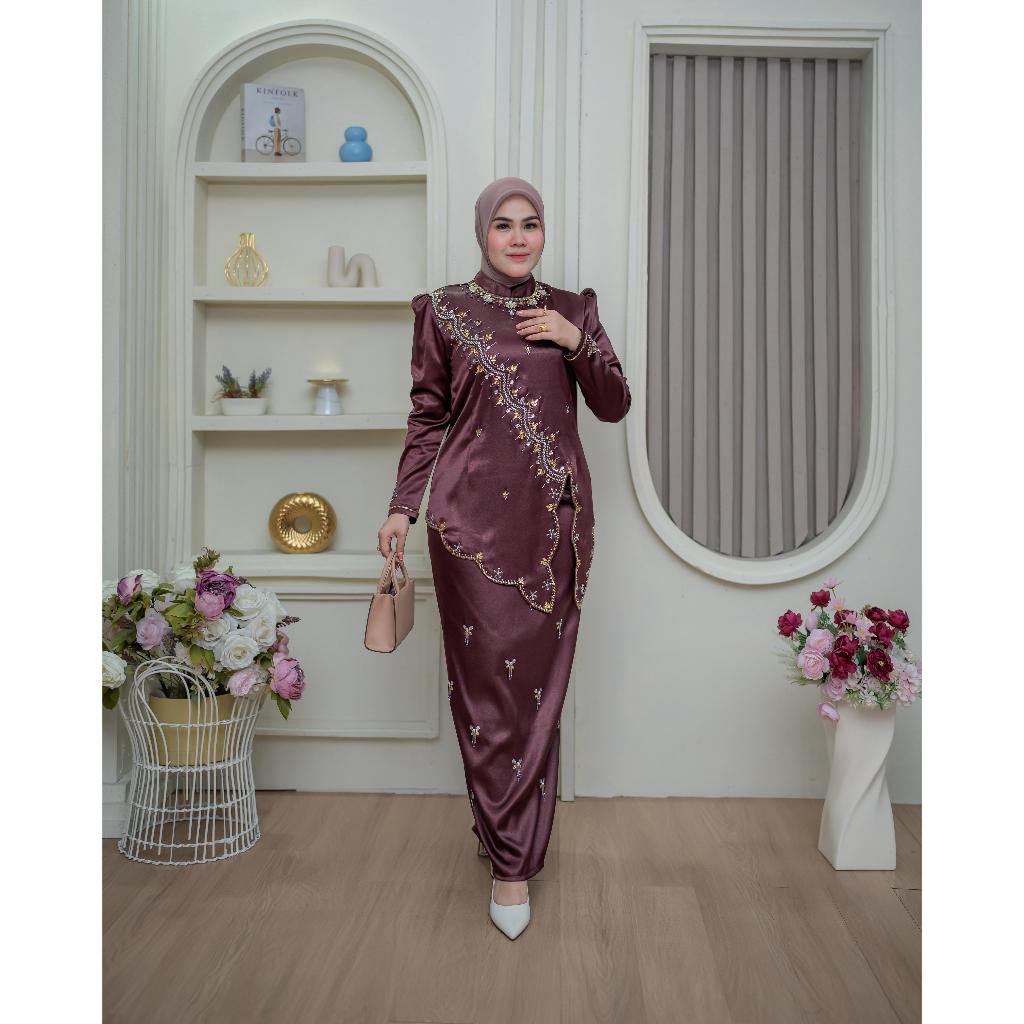 Jual LEONY SET ROK SPAN SATIN PAYET || SATU STEL KURUNG MELAYU BAHAN ...