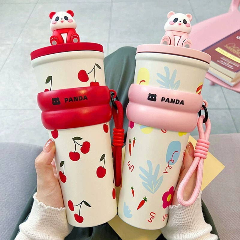 Jual Mug Tumbler Stainless Steel SUS 304 Motif Panda Lucu 700ml Free Gantungan + Boneka Panda M ...