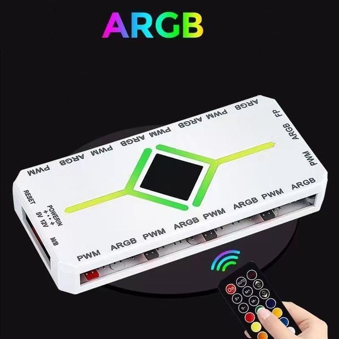 Jual ARGB Controller Fan Hub 12 Port + Remote Kontrol Kipas 5V 3pin Pwm ...