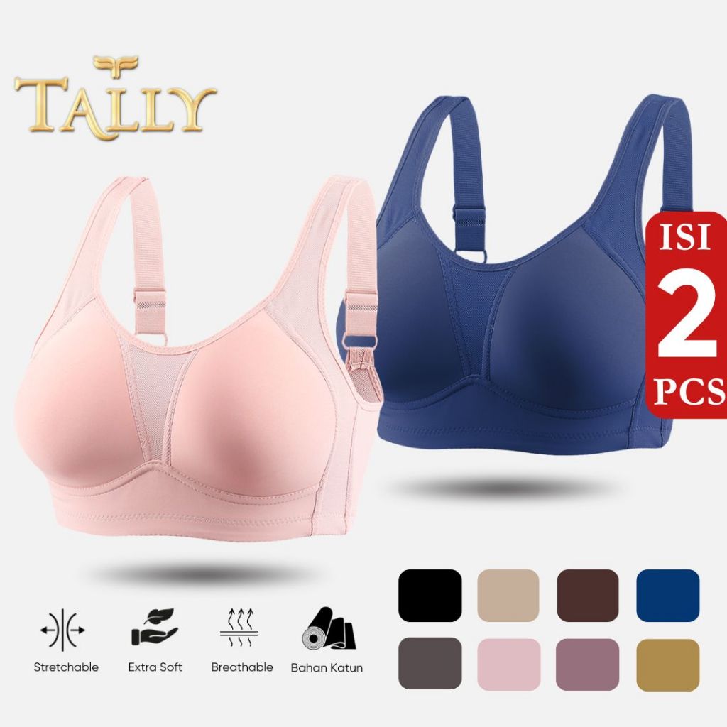 Jual TALLY Sarwendah 2 Pcs BH-1890 Bra Wanita Tanpa Kawat Busa Tipis Bahan Katun Pori CUP B - C ...