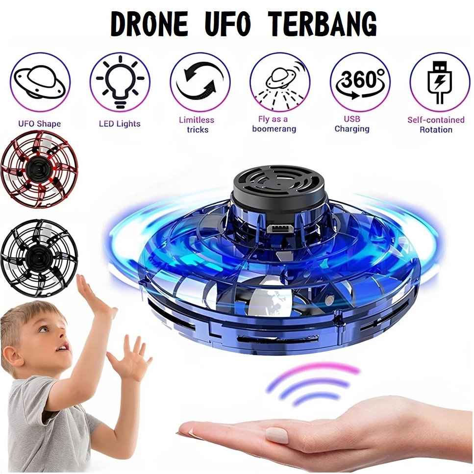 Jual Drone Spinner Drone UFO Mainan Terbang Dengan Gyro Sensor & LED ...