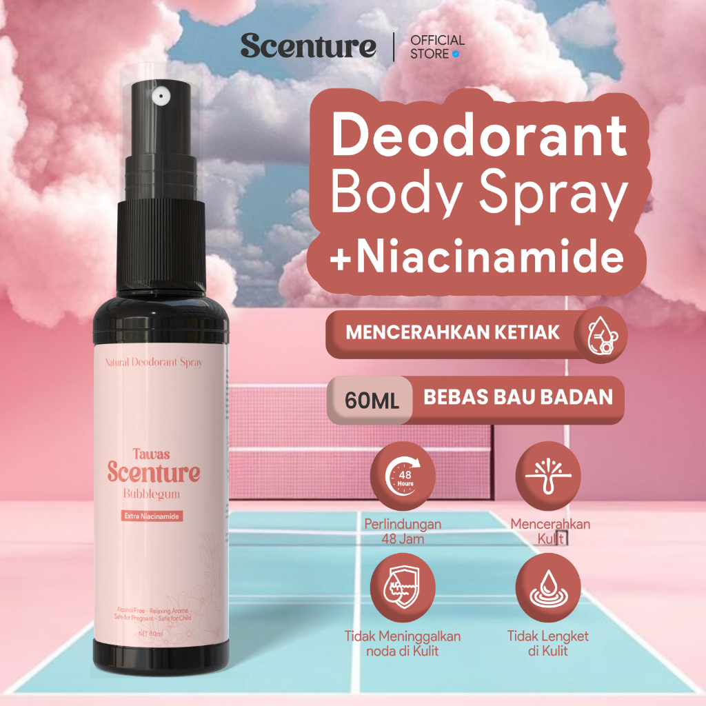 Jual Scenture Deodorant Tawas Spray Niacinamide Bubble Gum 60 ML ...