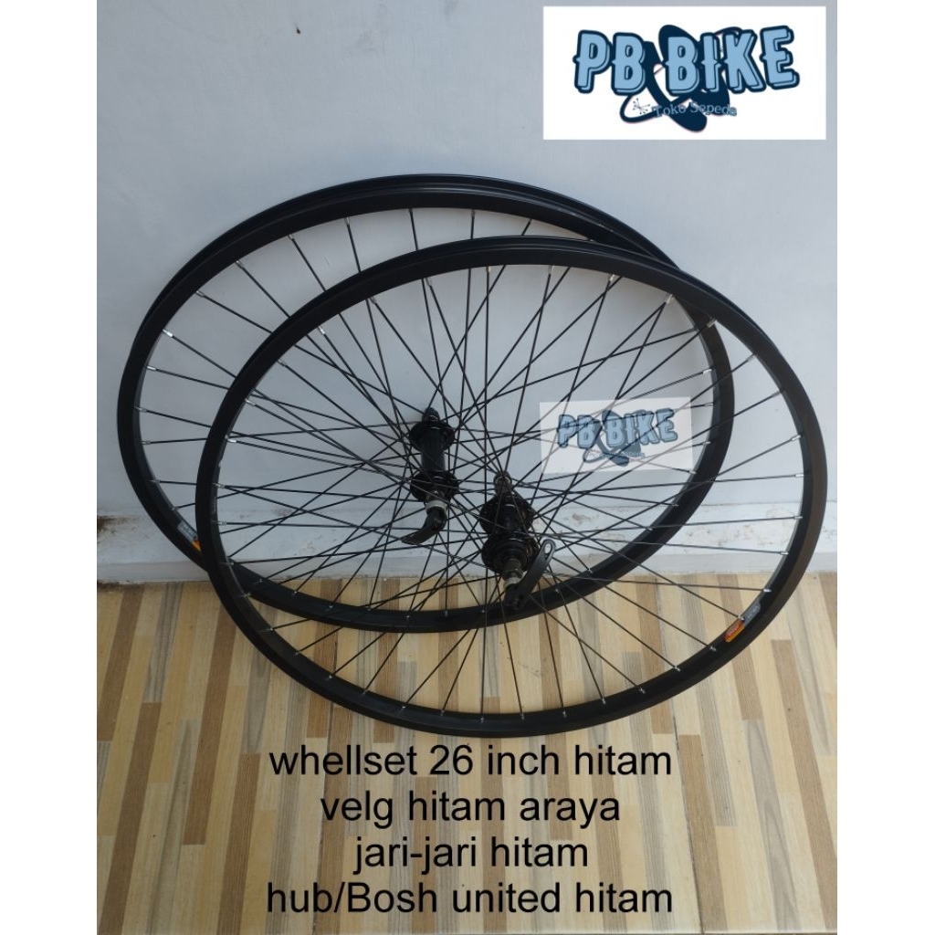 Jual whellset sepeda 26 inch Araya hitam sepeda MTB federal kalcer ...