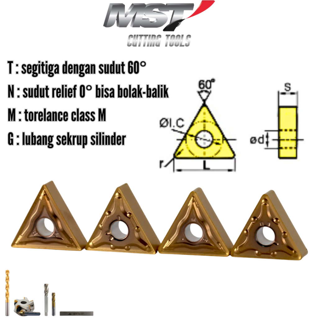 Jual MST Insert Lathe Machine TNMG Type PVD Coating Negative Angle Mata ...