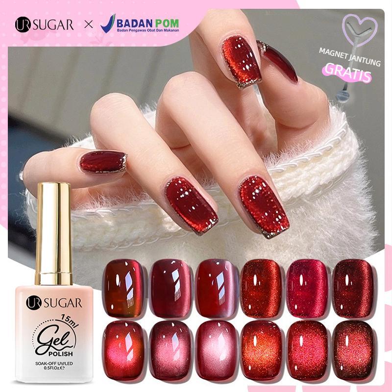 Jual BPOM UR SUGAR nail art Kutek cat eye nail art Merah Marun Kutek ...