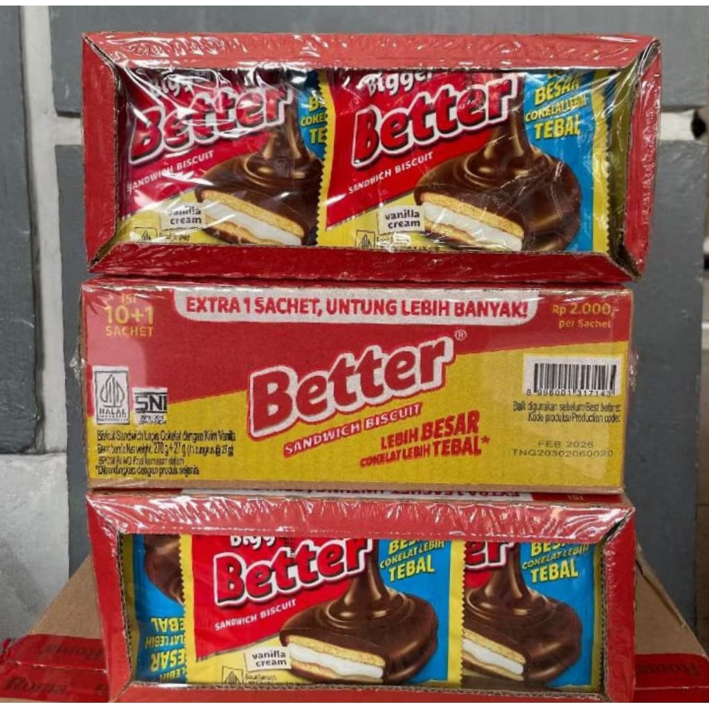 Jual Better Sandwich Biscuit 1 Box Isi 10 Pcs (Extra 1 Pcs) Caramel ...
