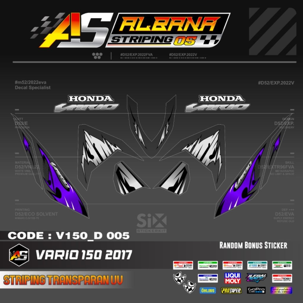 Jual Stripping honda vario 125 led transparan/sticker vario 150 led ol ...