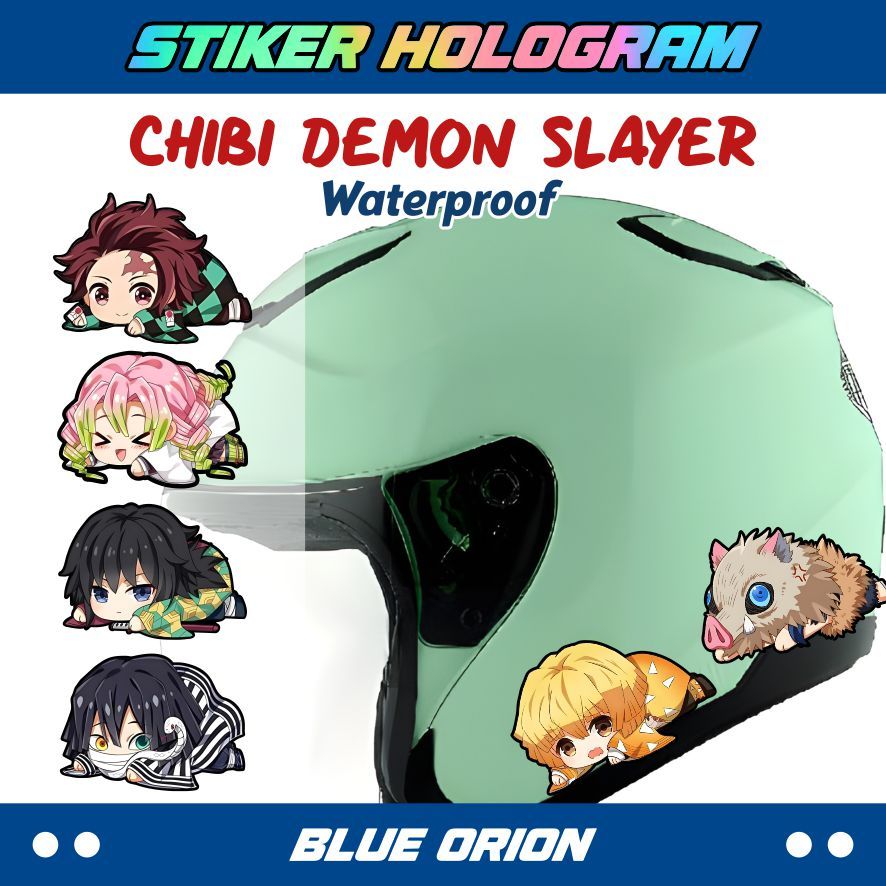 Jual Stiker Hologram Chibi Demon Slayer Tanjiro Zenitsu Mitsuri Inosuke ...