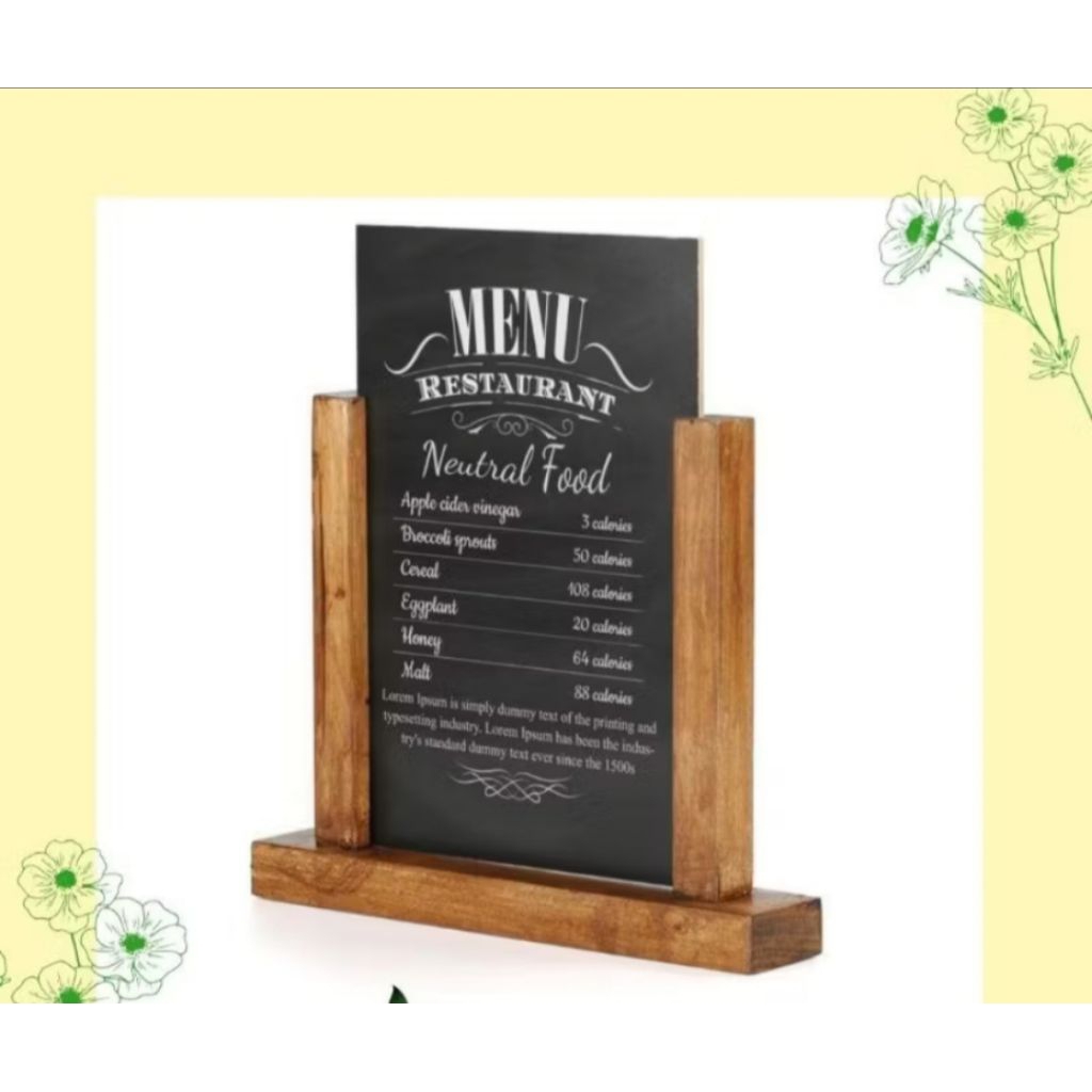 Jual stand display pajangan menu cafe resto kayu jati belanda menu ...